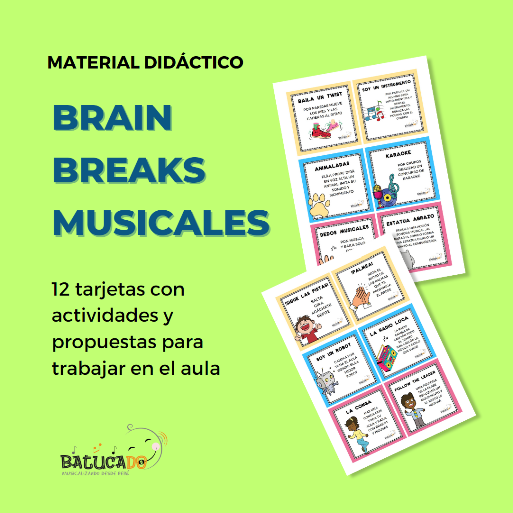 BRAIN BREAKS MUSICALES ( 12 tarjetas para trabajar en el aula ...